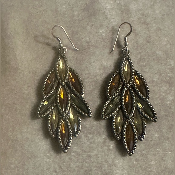 Jewelry | New Antique Gold Three Gemstone Earrings | Poshmark